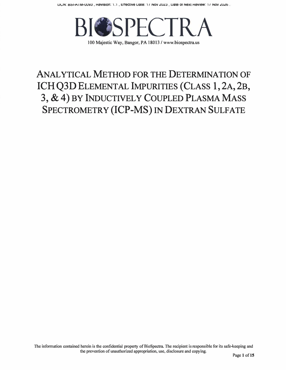 Analytical Method for the Determination of ICH Q3D Elemental Impurities ...